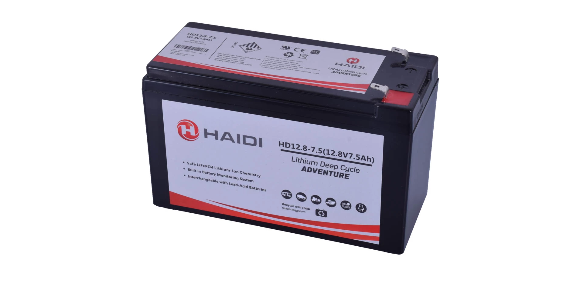 Haidi HD12.8-7.5 12,8V 7,5Ah Lítium vas foszfát (LiFePo4) ciklikus ...