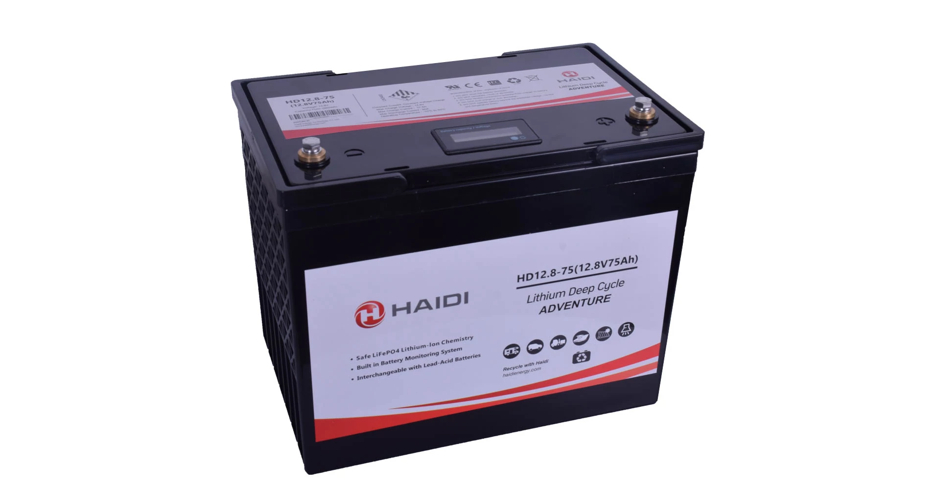 HAIDI HD12.8-75 12,8V 75Ah Lítium vas foszfát (LiFePo4) ciklikus akkumulátor