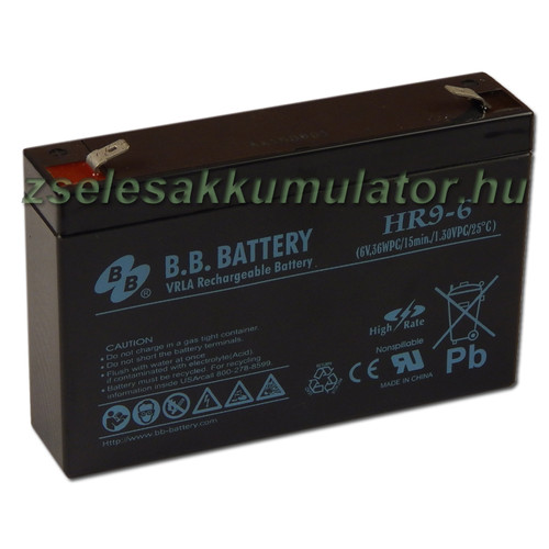 BB Battery 6V 9Ah Zselés akkumulátor HR9-6