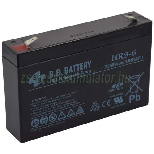 BB Battery 6V 9Ah Zselés akkumulátor HR9-6