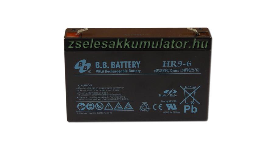BB Battery 6V 9Ah Zselés akkumulátor HR9-6